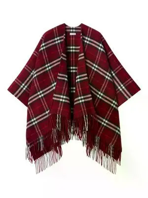 Burberry Check Wool Cashmere Cape - Red