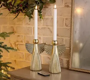 HOME REFLECTIONS S/2 Angel Taper Holders With Flameless - One-color