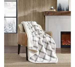 Eddie Bauer Bunkhouse Plaid Grey Plush-fleece 50x60 Throw - One-color