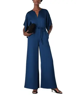 Whistles Satin Short Sleeve Jumpsuit