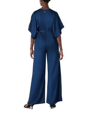 Whistles Satin Short Sleeve Jumpsuit