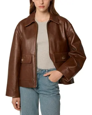 Tresse Leather Jacket With Storm Flap