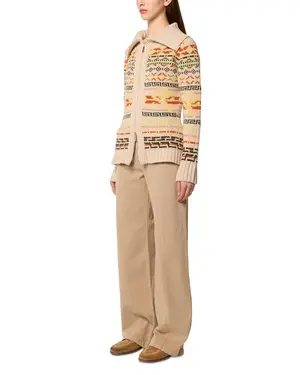 Tresse Marosa Jacquard Pattern Zip-up Cardigan