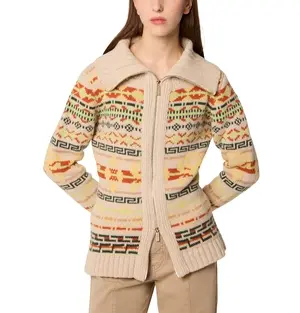 Tresse Marosa Jacquard Pattern Zip-up Cardigan