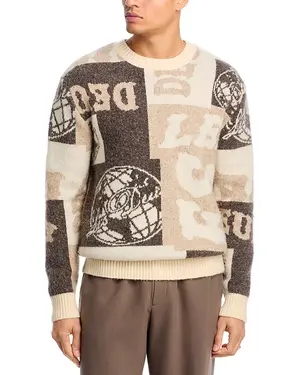 LES DEUX Globe Crewneck Knit Sweater