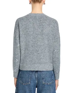 Aqua Embellished Crewneck Sweater