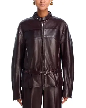 Helmut Lang Leather Moto Bomber Jacket