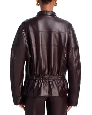 Helmut Lang Leather Moto Bomber Jacket