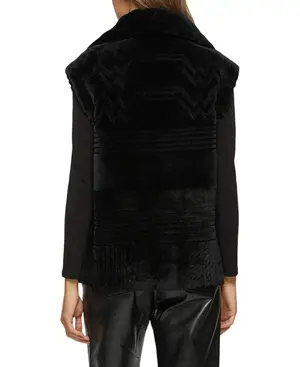 Gorski Shearling Zip Vest With Grooved Pattern