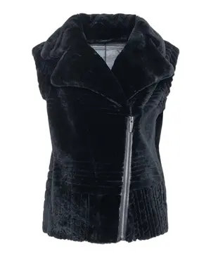 Gorski Shearling Zip Vest With Grooved Pattern