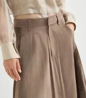 Brunello Cucinelli Suede Midi Skirt - Brown