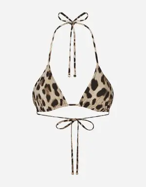 Dolce & Gabbana Triangle Bikini Top With Leopard Print - Animal Print
