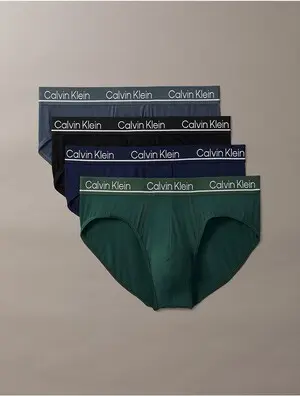 Calvin Klein Microfiber Stretch Plus 4-pack Hip Brief Kells Green W Silver/ Black W Silver/ Turbulence W Silver Peacoat W Silver