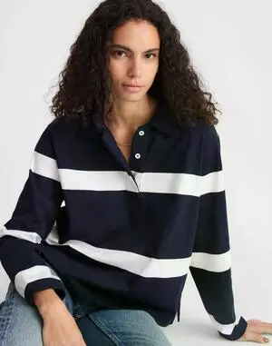 Madewell Rugby Polo Shirt - Oversized Rugby Stripe Mn