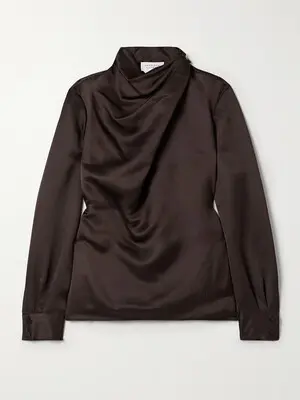 Gabriela Hearst Marcela Draped Hammered-silk Blouse - Brown