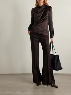 Gabriela Hearst Marcela Draped Hammered-silk Blouse - Brown