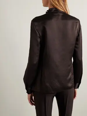 Gabriela Hearst Marcela Draped Hammered-silk Blouse - Brown