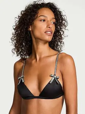 Victoria's Secret Very Sexy Sparkle Crystal Bow Triangle Bra - Black