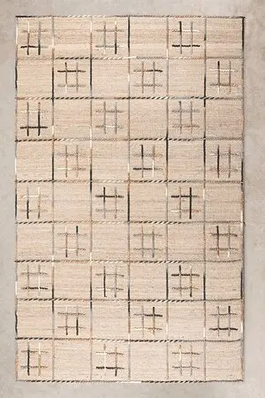 GAURI KOHLI Gilbert Rug - Neutral Browns And Grays With Subtle Linear Grid Pattern