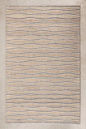 GAURI KOHLI Milford Rug - Soft Beiges And Grays In Gentle Wave Motif