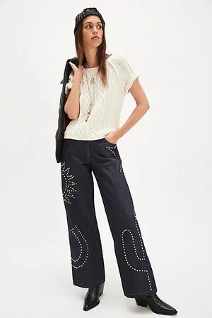 Free People Understated Leather Texas Jeans