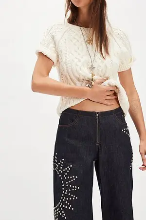 Free People Understated Leather Texas Jeans