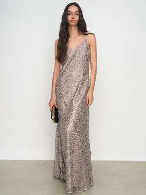 REISS Faye Sequin Maxi Slip Dress