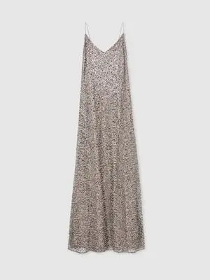 REISS Faye Sequin Maxi Slip Dress