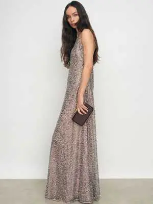 REISS Faye Sequin Maxi Slip Dress