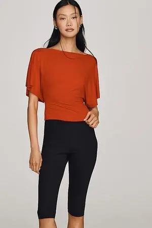 REFORMATION Avery Knit Flutter Sleeve Top - Lipstick