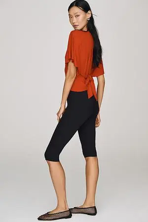 REFORMATION Avery Knit Flutter Sleeve Top - Lipstick