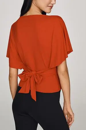 REFORMATION Avery Knit Flutter Sleeve Top - Lipstick
