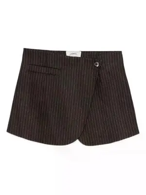 Coperni Pinstriped Wrap Mini Skirt - Brown