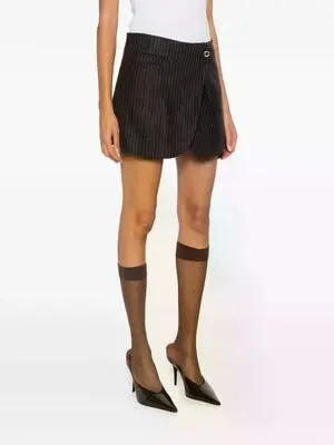 Coperni Pinstriped Wrap Mini Skirt - Brown