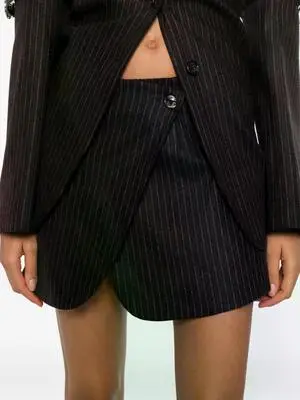 Coperni Pinstriped Wrap Mini Skirt - Brown