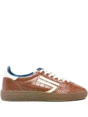 PURAAI Pecan Croc-effect Lace-up Sneakers - Brown