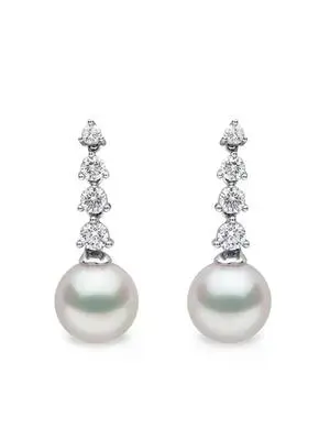 Yoko London 18k White Gold Akoya Pearl And Diamond Earrings - Silver