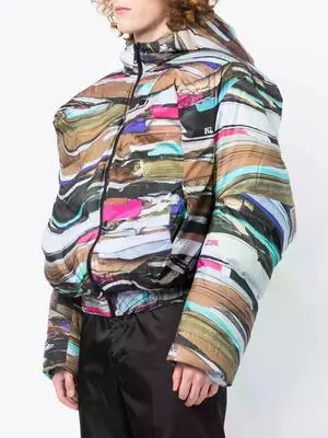Natasha Zinko Puffer Boxy-cut Jacket With Abstract Print