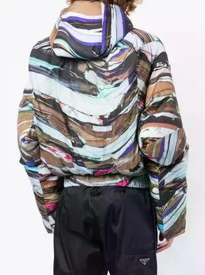 Natasha Zinko Puffer Boxy-cut Jacket With Abstract Print