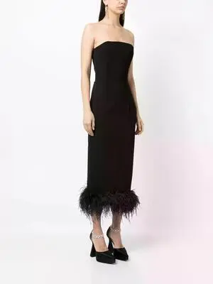 16Arlington Strapless Feather-trim Bodycon Dress