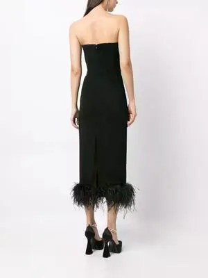 16Arlington Strapless Feather-trim Bodycon Dress