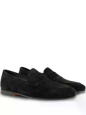 Santoni Flat Penny Loafers - Black