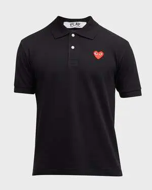 Comme Des Garçons Polo Shirt With Heart - Black