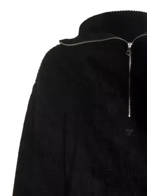 COURREGES Zip-neck Ribbed Sweater - Black