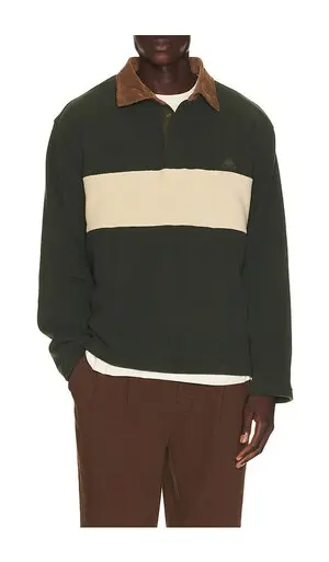 RHYTHM Awake Polar Fleece Polo In Green - Forest