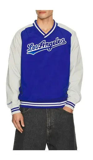 Mitchell & Ness Mlb Dodgers Nylon Pullover Jacket In Blue - Royal
