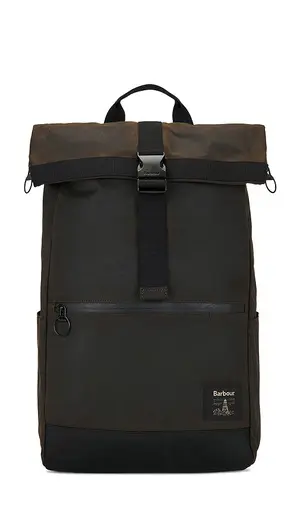 Barbour Field Wax Fold Over Backpack - Olive & Black