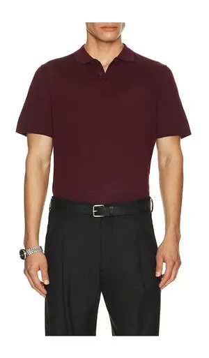 Onia Extra Fine Merino Wool Polo In Wine - Port Wine