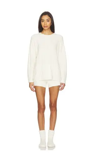 Barefoot Dreams X Cable Pullover And Short Set - Cream