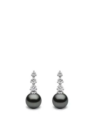 Yoko London 18k White Gold Tahitian Pearl And Diamond Earrings - Silver